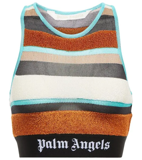 Palm Angels Lurex Striped Knit Top