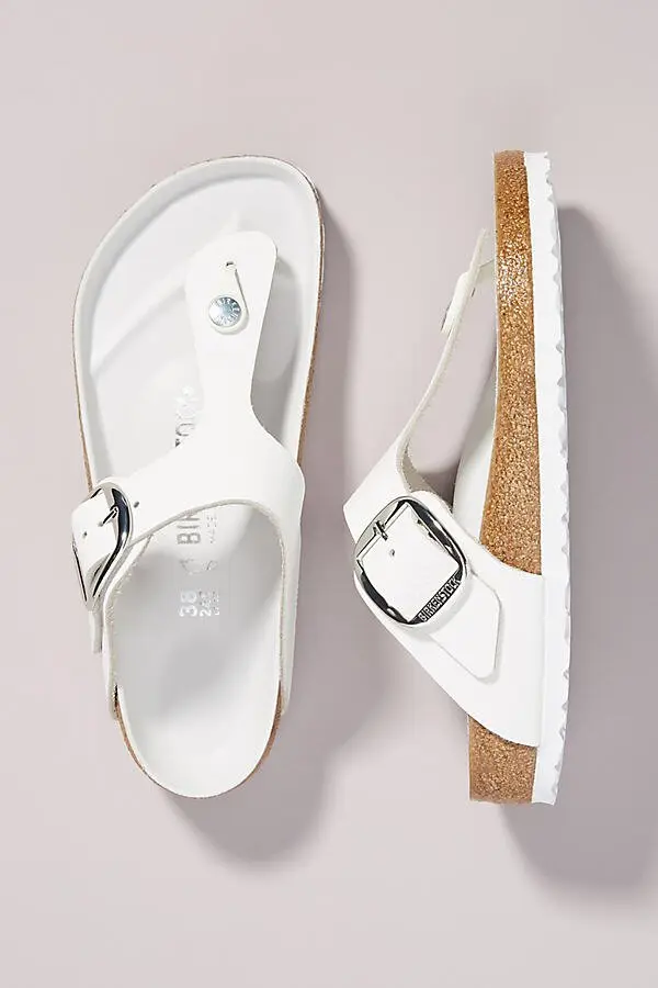 BIRKENSTOCK Gizeh Big Buckle Smooth Leather Sandals - Ivory