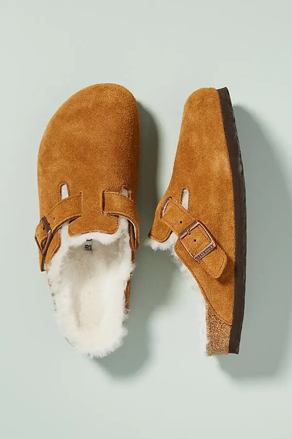 Anthropologie Birkenstock Boston Clogs - Mink Suede