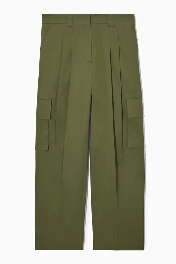 Cos High-Waisted Wide-Leg Cargo Pants In Green - 50% Off