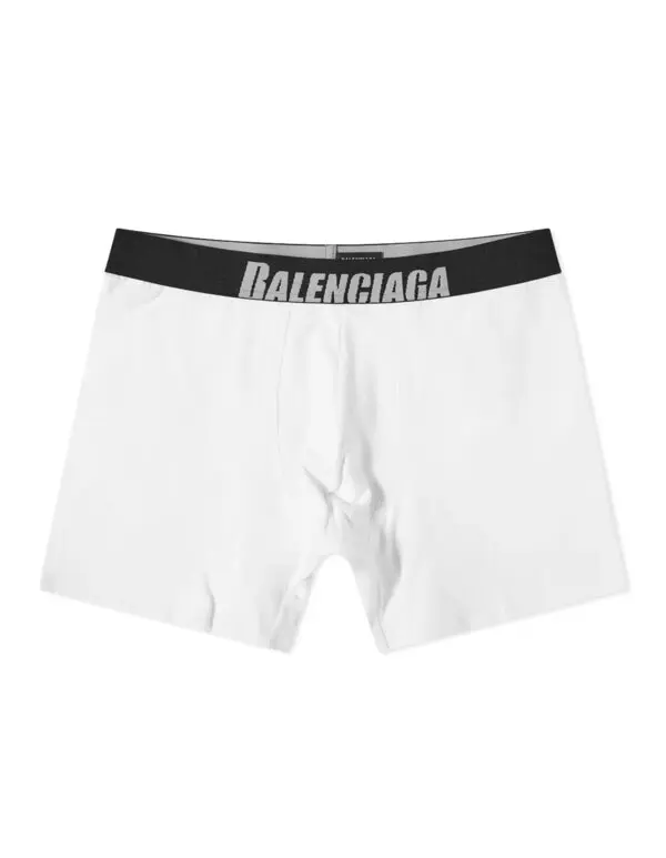 Balenciaga Boxer Slip With Black Logo Band White Editorialist