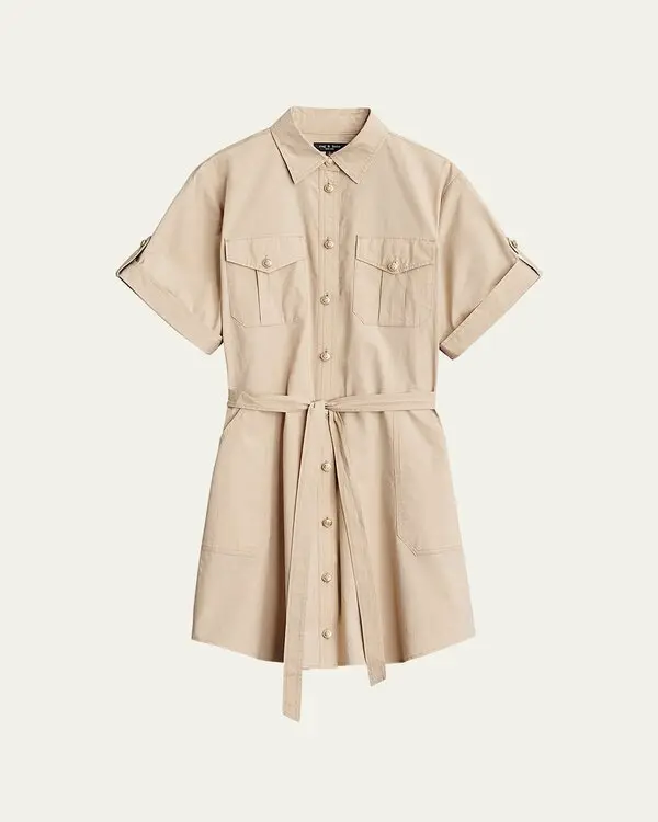 Rag & Bone Roxanne Mini Utility Shirt Dress - Ltkhaki