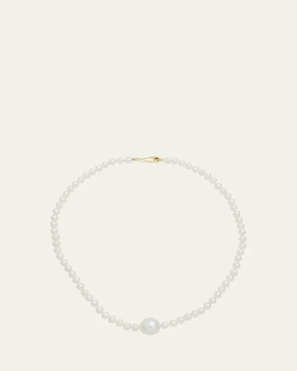 Mizuki Full Freshwater Pearl Strand Necklace - Gold