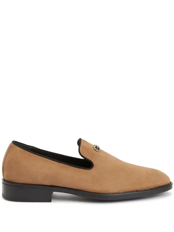 GIUSEPPE ZANOTTI Imrham Logo-plaque Suede Loafers - Neutrals