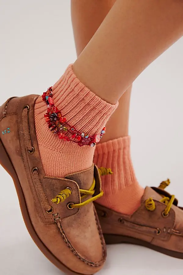 AMERICAN TRENCH Solid Shortie Crew Socks - Pink