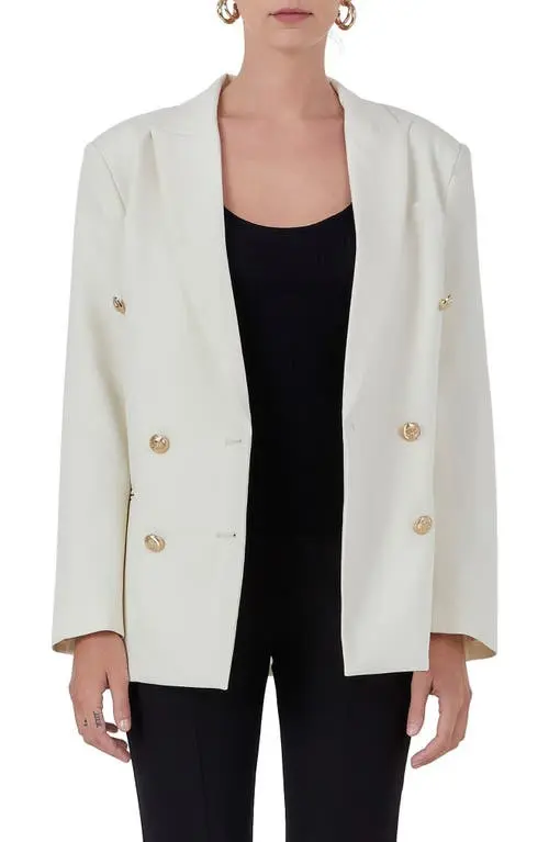 Endless Rose Double Breasted Blazer - Ecru