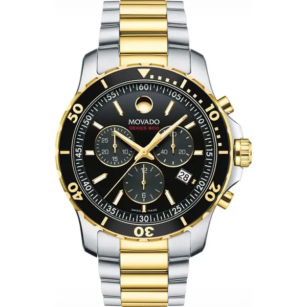 Movado Series 800 Chronograph Bracelet Watch - Silver/black/gold