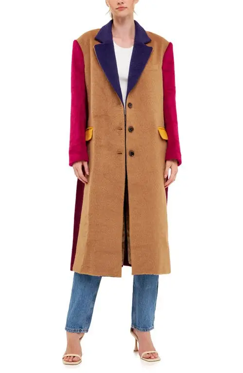 English Factory Colorblock Oversized Coat