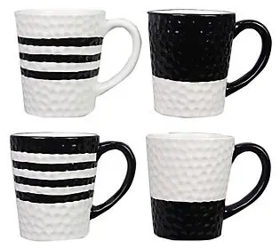 YOUNG'S INC. Young's Inc Set Of 4 Ceramic Black And White Mu Gs