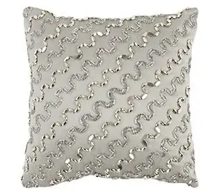 HOMEROOTS Lux Silver And Gold Beaded Chevron Th Row Pillow