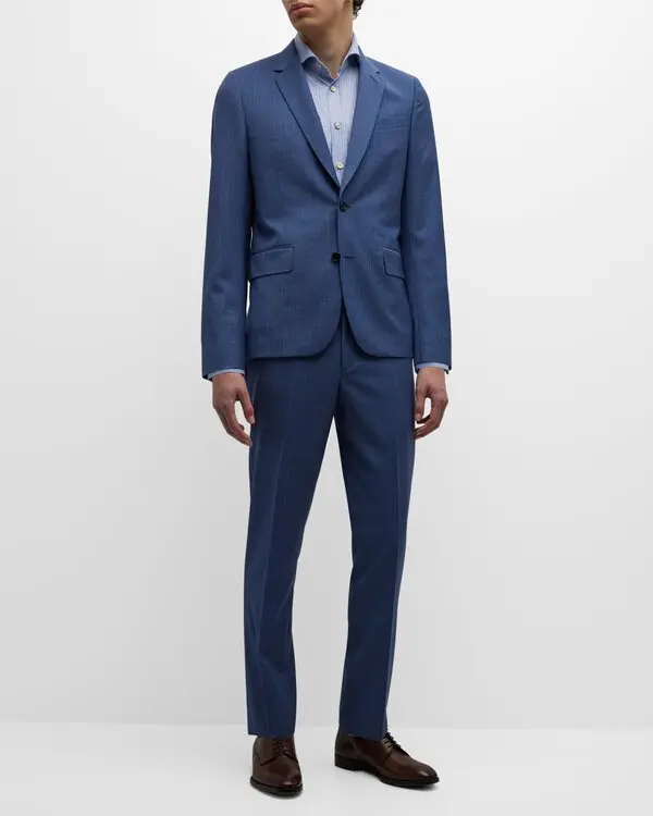 Paul Smith Wool Super 100 Plaid Two-Piece Suit - Blue | Editorialist