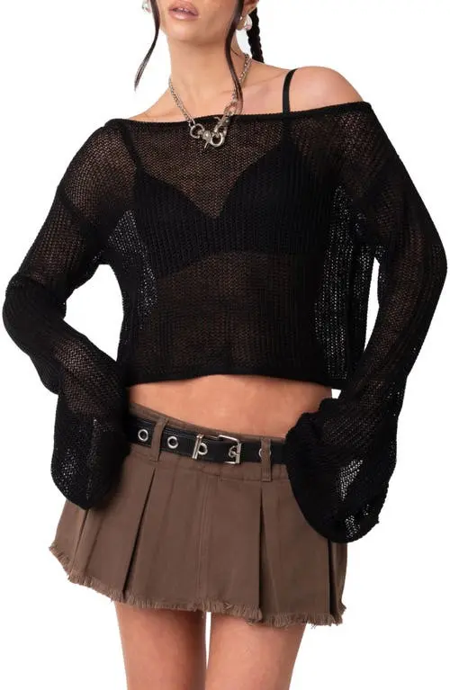 EDIKTED Emmie Off-the-shoulder Sweater - Black