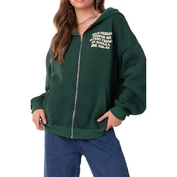 EDIKTED Graphic Hoodie - Green