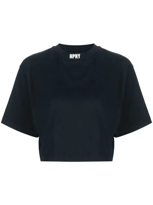 Heron Preston Embroidered Logo Cropped T-shirt - Black