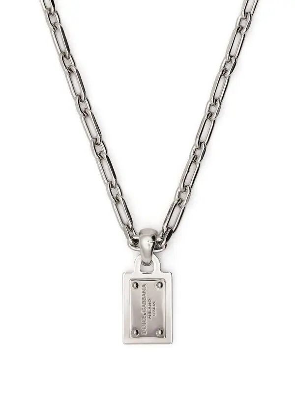 Dolce & Gabbana Logo Pendant Chain-link Necklace - Silver