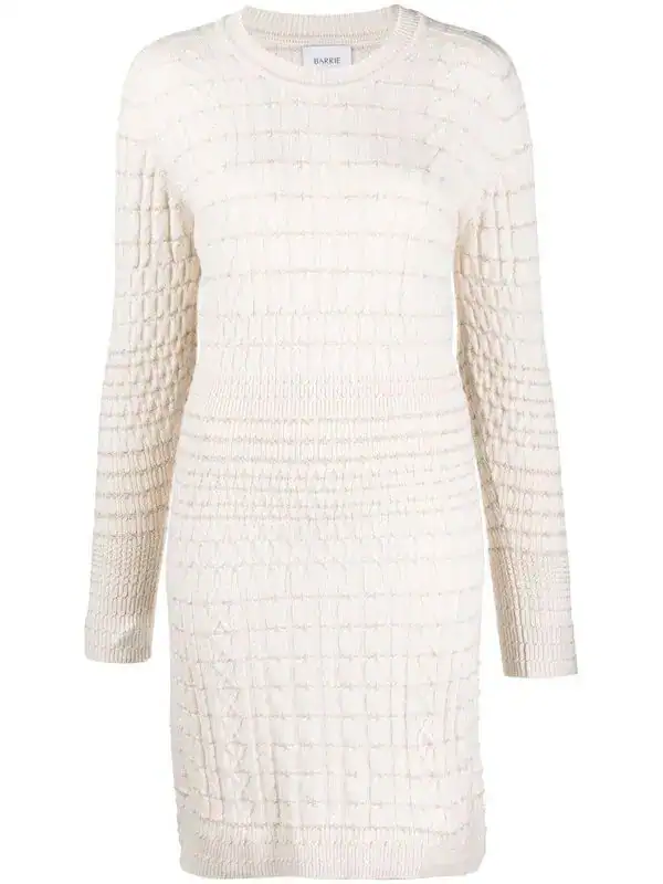 Barrie Knitted Cashmere Mini Dress In Neutrals - 40% Off | Editorialist