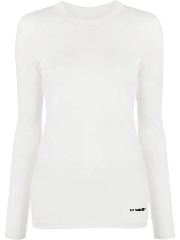 JIL SANDER Logo-print Long-sleeve T-shirt - Neutrals