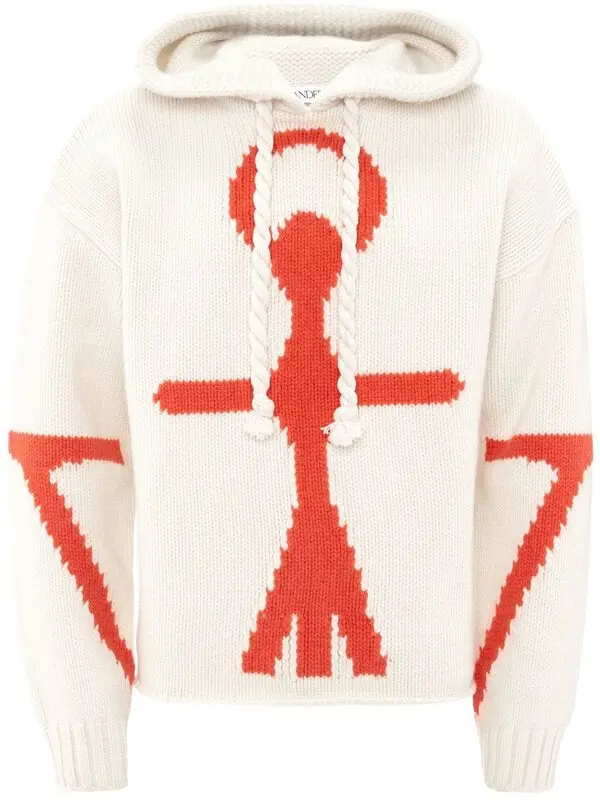 JW Anderson Anchor Logo Merino Wool Hoodie - White
