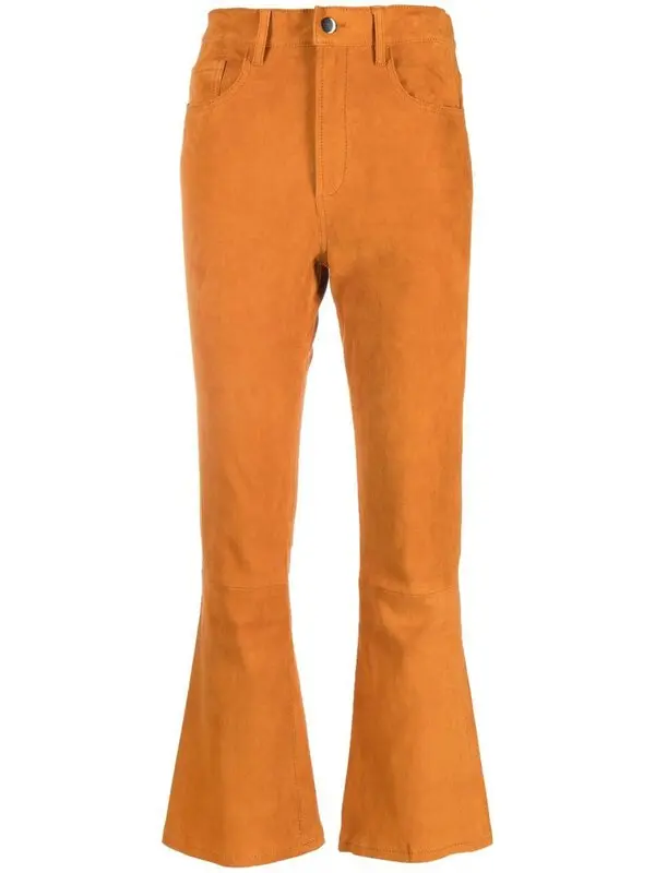 PAULA Flared Suede Trousers - Orange