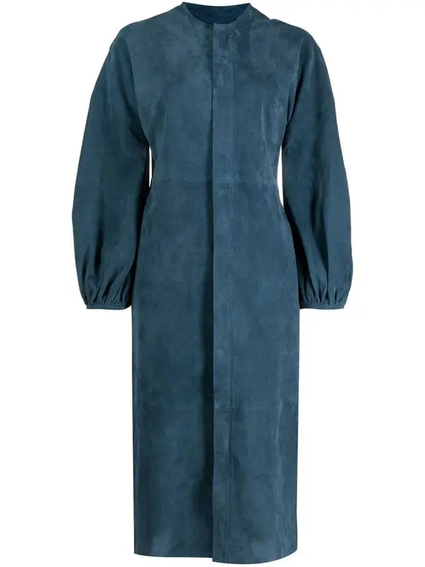 PAULA Long Puff Sleeves Midi Dress - Blue