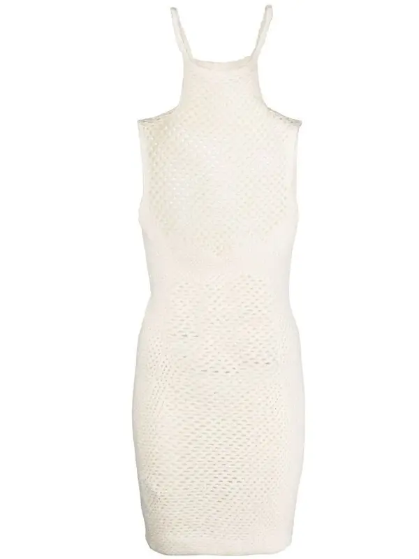 ISA BOULDER Map Crochet Minidress - White