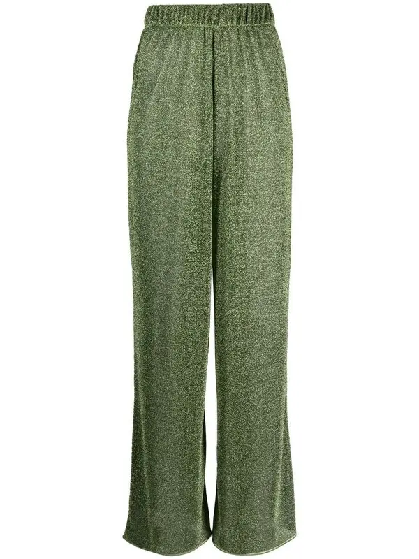 Oseree Lurex-detail Trousers - Green