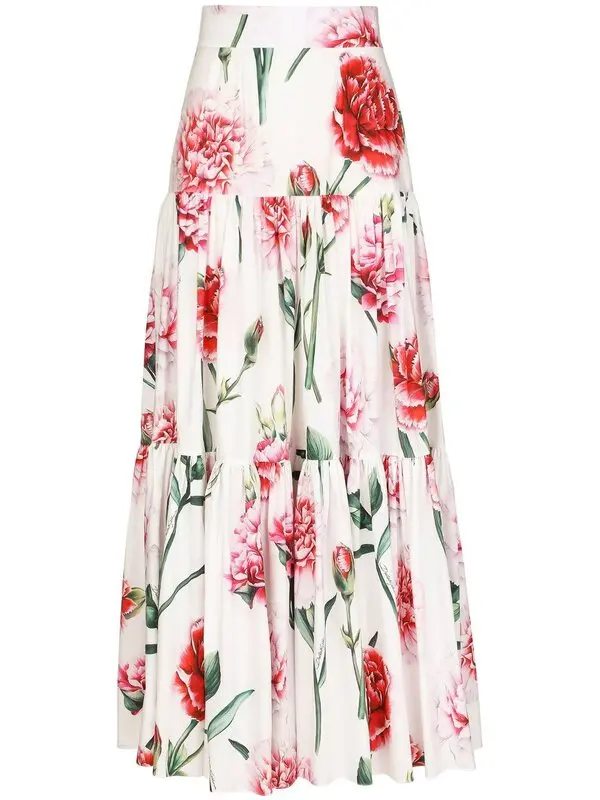 Dolce & Gabbana Floral-print Tiered Maxi Skirt