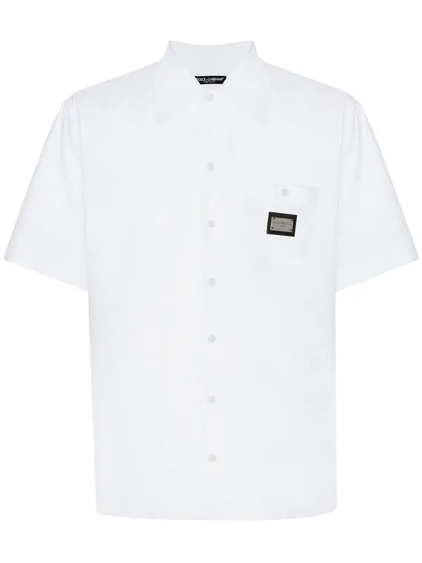 Dolce & Gabbana Logo-tag Cotton Bowling Shirt - White