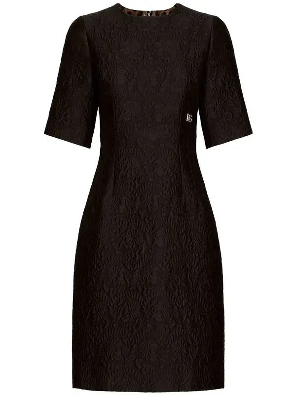 Dolce & Gabbana Floral-jacquard Midi Dress - Black