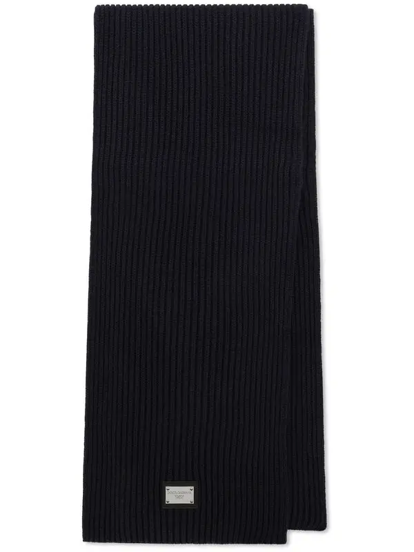 Dolce & Gabbana Logo-patch Wool Scarf - Black