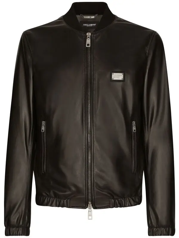 Dolce & Gabbana Logo-appliqué Leather Jacket - Black
