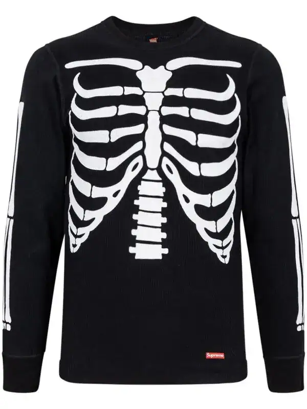 Supreme X Hane Bone Thermal Long-Leeve T-Hirt - Black | Editorialist