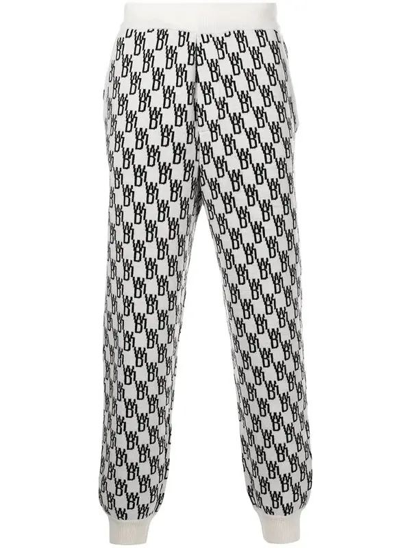 We11Done Monogram Intarsia-knit Track Pants - Neutrals
