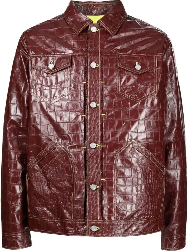 PALMER Crocodile-effect Faux Leather Jacket