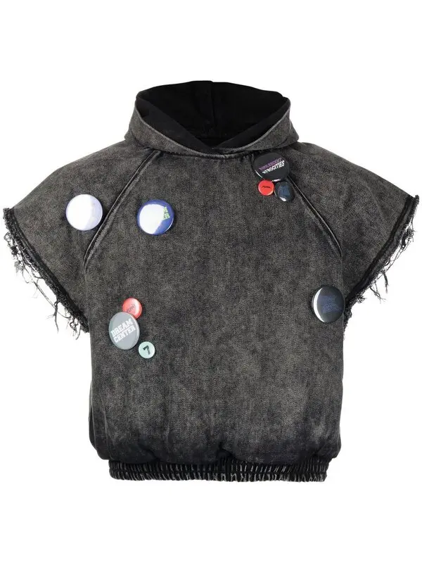 LIBERAL YOUTH MINISTRY Badge-embellished Sleeveless Hoodie - Black
