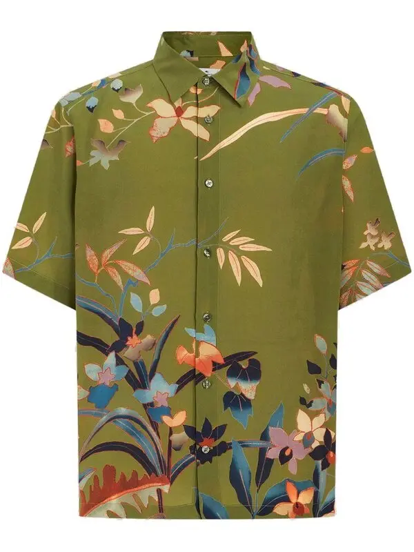 Etro Floral-print Silk Shirt - Green