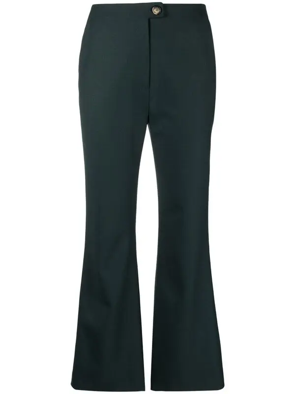 Nanushka Kyma Cropped Kick-flare Trousers - Green