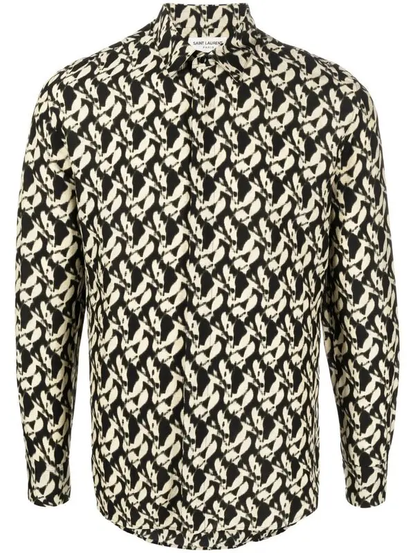 Saint Laurent Abstract-print Cotton Shirt