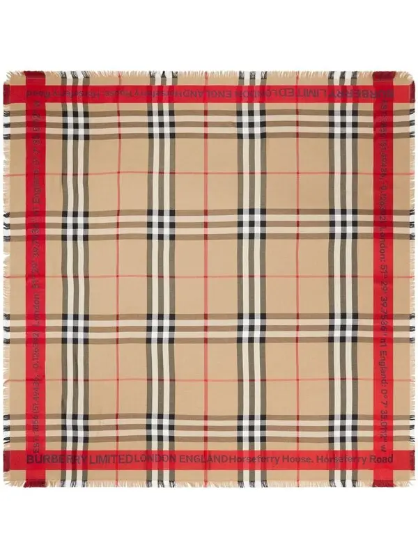 Burberry Check-print Frayed Scarf