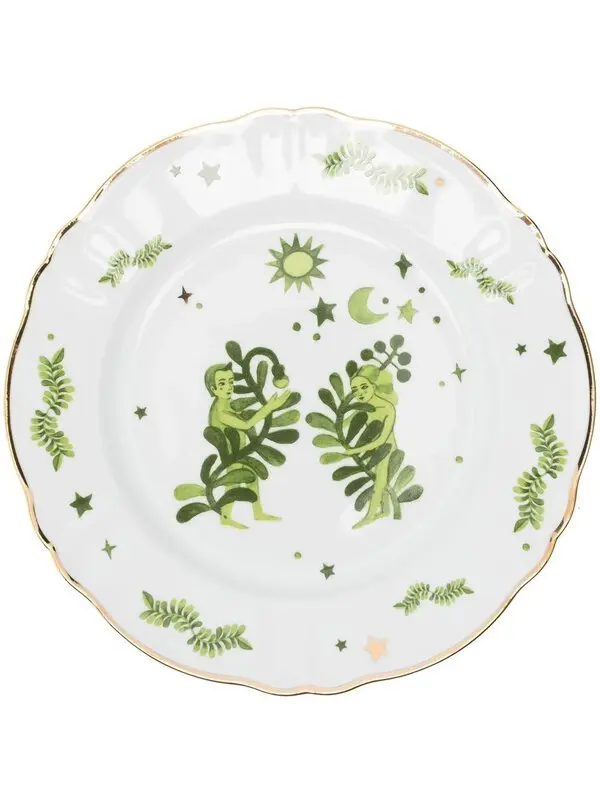 BITOSSI HOME Floral Flat Printed Plate - White