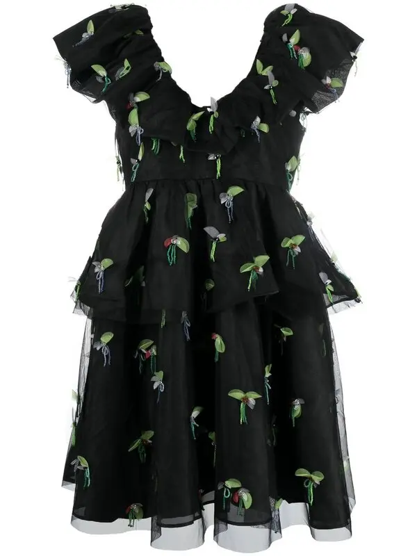 GANNI Animal-print Ruffled Minidress