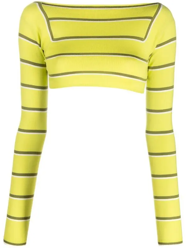 Emilio Pucci Stripe-jacquard Wool Cropped Top - Green