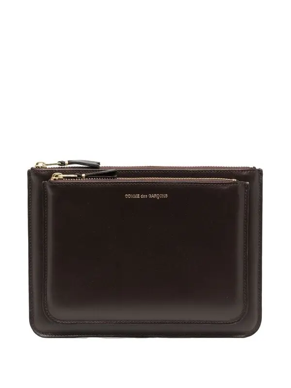 Comme Des Garçons Double-compartment Leather Wallet - Brown