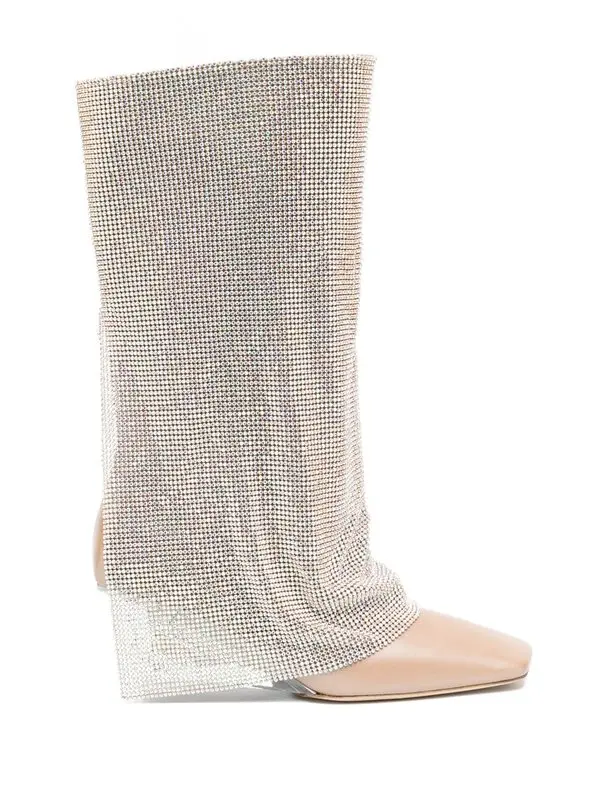 Benedetta Bruzziches Virginia 95mm Crystal-drape Boots - Neutrals