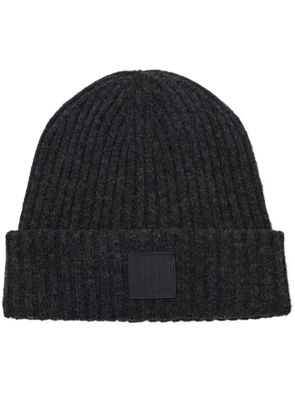 Marc Jacobs Ribbed Logo-patch Beanie - Black