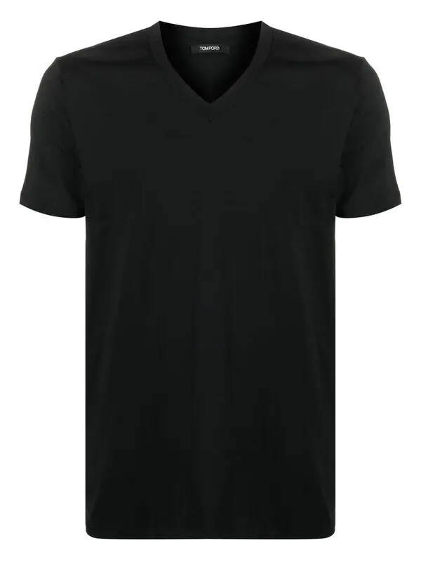 TOM FORD V-neck Short-sleeved T-shirt - Black