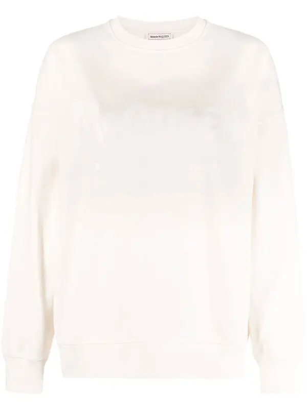 Alexander McQueen Logo-print Cotton Sweatshirt - Neutrals