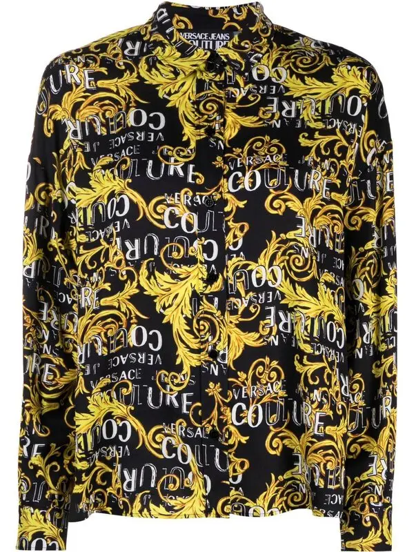 Versace Baroque Logo-print Shirt - Black