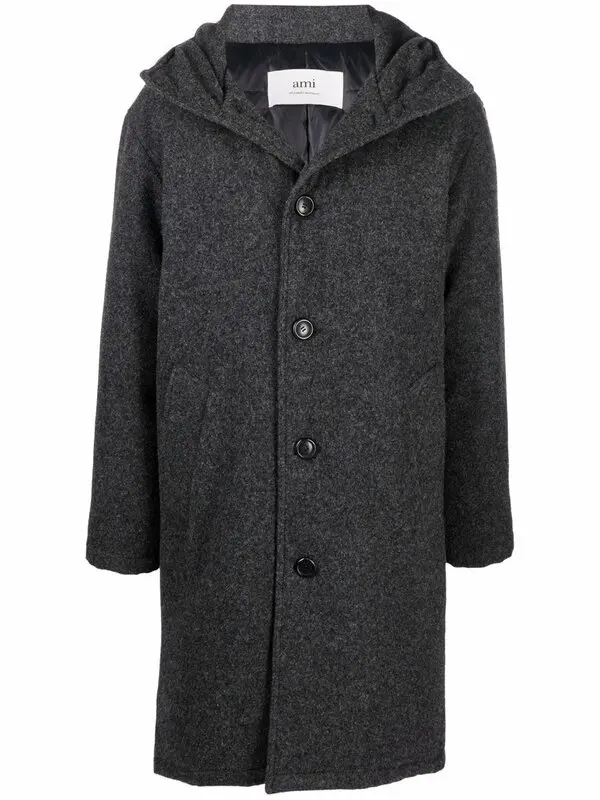 Ami Single-breasted Wool Coat - Grey