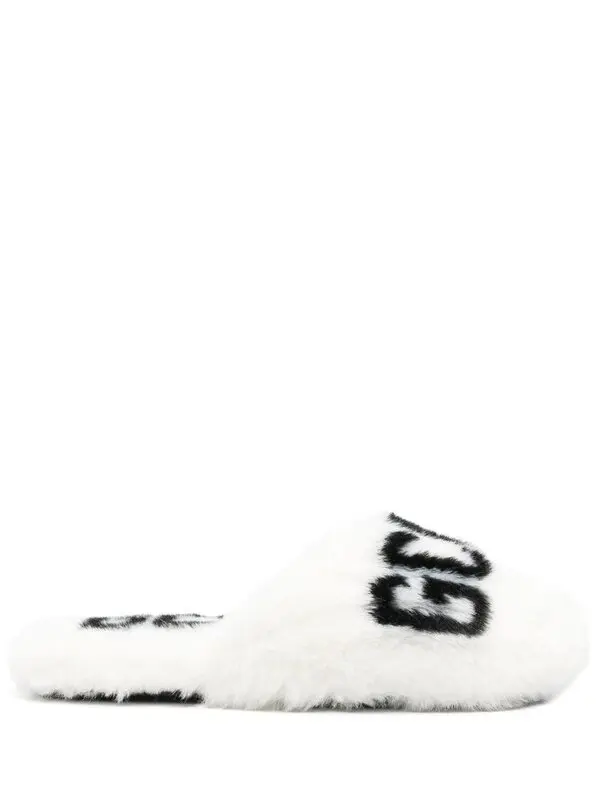Gcds Logo-print Faux-fur Slippers